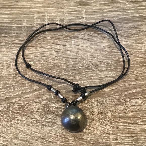 Jewelry | Vintage Sterling Silver Bellchime Ball Pendant Black Cord ...